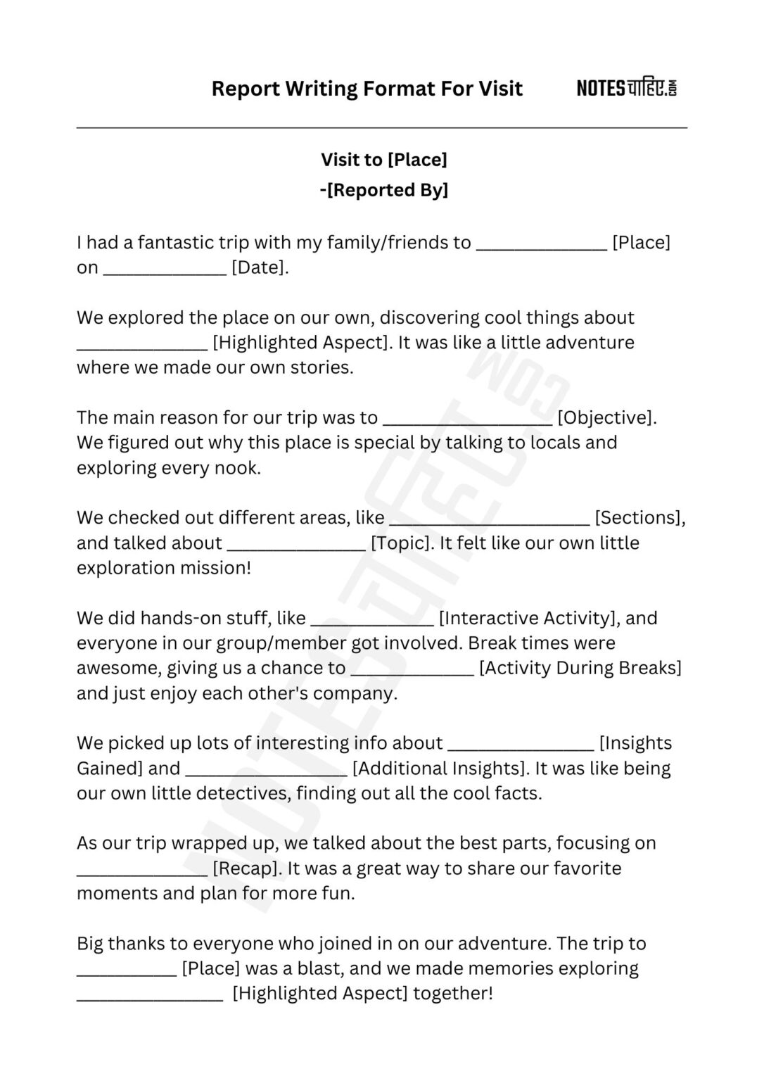 Report Writing Latest Format For Class 9 To 12 PYQs Examples